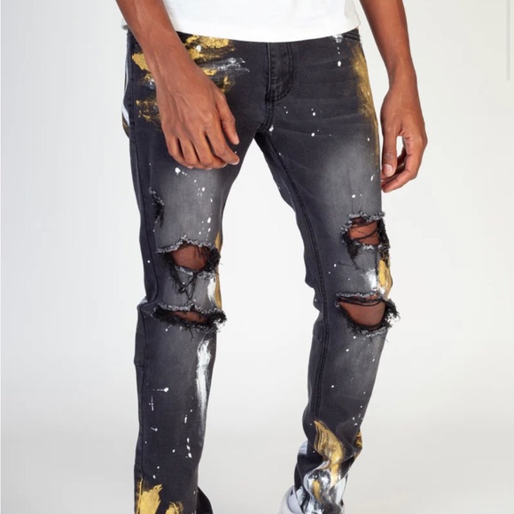 KDNK 11 4 14 11 | Jeans | Kdnk 1 4 14 11 Ripped Jeans With Gold Paint ...